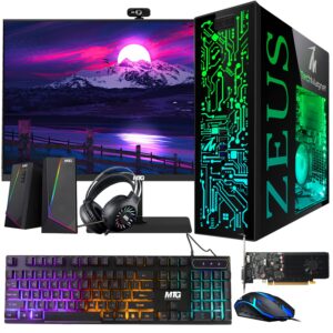 techmagnet gaming desktop pc, intel i7 6th gen, zeus pro 6, gt 1030, 16gb ram argb, 1tb ssd + 2tb hdd, 27 inch 165hz gaming monitor, usb wi-fi | bluetooth, webcam, rgb kit, win 10 pro (renewed)