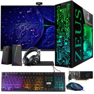 techmagnet gaming desktop pc, intel i7 6th gen, zeus pro 4, gt 1030, 8gb ram argb, 256gb ssd + 2tb hdd, 22 inch monitor, wi-fi | bluetooth adapter, webcam, rgb kit, win 10 pro (renewed)