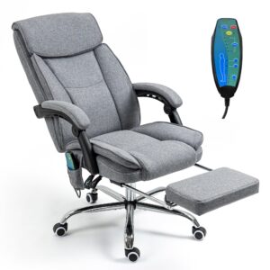 Khservise Reclining Massage Office Chair with Footrest, High Back Ergonomic Office Chair with Heating Function for Home Executive Study