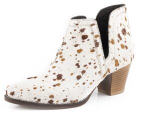 roper 09-021-0981-3215 women's rowdy cream & tan hair on hide leather bootie multi 9.5 b