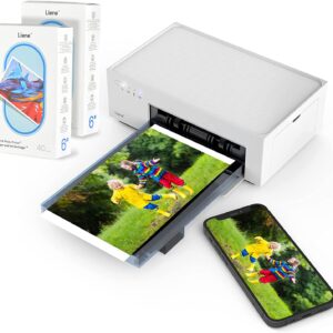 Liene 4x6'' Rechargeable Photo Printer Bundle (100 pcs +3 Ink Cartridges), Wireless Photo Printer for iPhone, Smartphone, Android, Computer, Dye Sublimation Printer, Photo Printer for Travel, Home Use