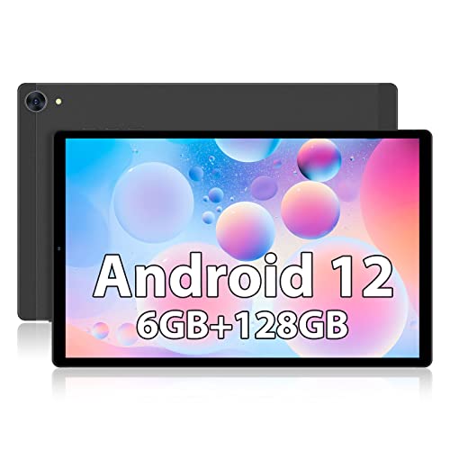 YUMKEM 10 inch Android Tablet,Upgraded Android 12 Tablet,Octa-Core Processor with 6GB RAM 128GB ROM, 1TB Expand,Dual 13MP+5MP Camera, WiFi, Bluetooth, GPS,(Black)