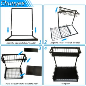 Under Sink Organizer 2 Pack, Chunyee 2-Tier Adjustable Height Under Sink Organizers and Storage, L-Shape Heavy Duty Metal Slide Out Under Sink Storage for Kitchen and Bathroom, Gifts for Women