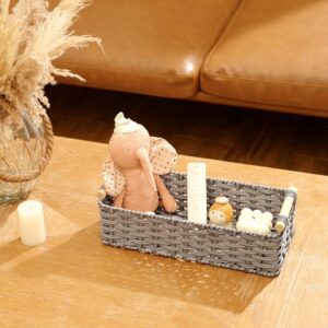 GRANNY SAYS Wicker Baskets for Storage, Wicker Baskets for Shelves, Toilet Basket Tank Topper, Waterproof Toilet Tank Basket, Toilet Paper Basket for Back of Toilet, 14¼" x 6½" x 4¼", Gray