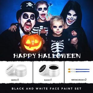 Black White Face Painting Kit: Halloween Body Makeup Special Effects Set for Adult - Professional SFX Makeup Clown Zombie Vampire Skeleton Cosplay