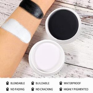 Black White Face Painting Kit: Halloween Body Makeup Special Effects Set for Adult - Professional SFX Makeup Clown Zombie Vampire Skeleton Cosplay