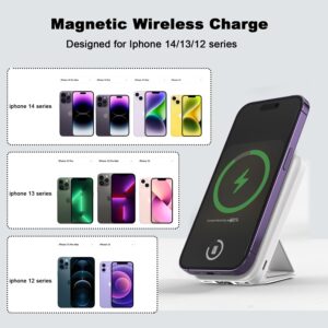 DLNIA 2024 Upgraded Version Fast Charging Magnetic Battery (Mag-Safe), 10,000mAh Foldable Magnetic Wireless Portable Charger Power Bank with Type-C Cable for iPhone 15/14/13/12/Mini/Pro Max