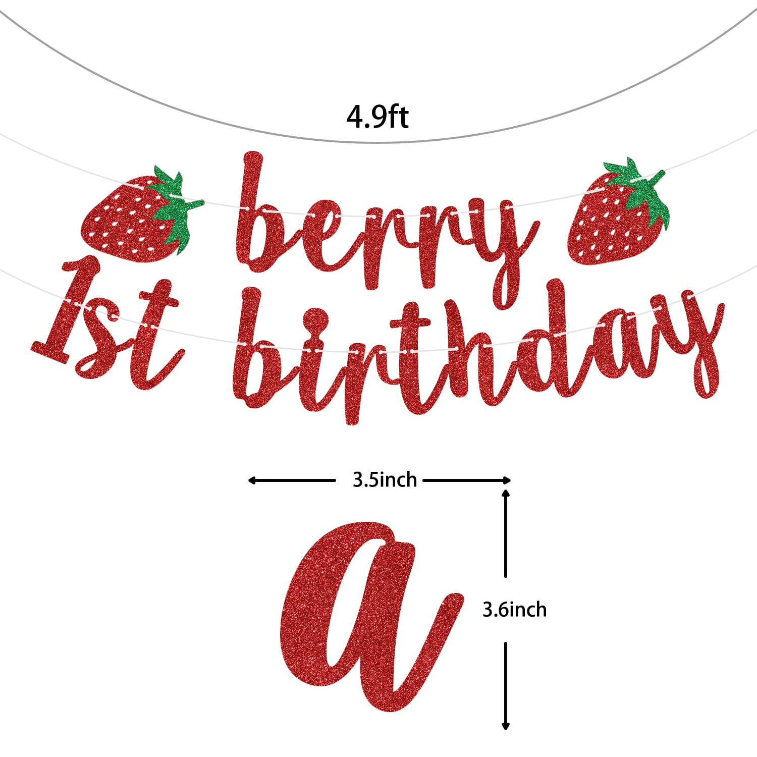 Strawberry Happy 1st Birthday Banner, Berry 1st Birthday, Sweet One, My 1st Birthday, Miss Onderful Garland, Glittery Baby Girls 1st Birthday Party Decorations