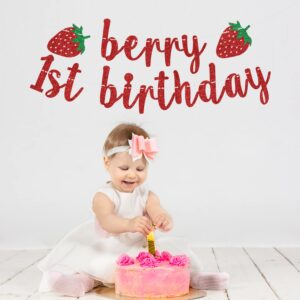 Strawberry Happy 1st Birthday Banner, Berry 1st Birthday, Sweet One, My 1st Birthday, Miss Onderful Garland, Glittery Baby Girls 1st Birthday Party Decorations