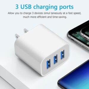 USB Wall Charger, 2Pack Amoner Upgraded 15W 3-Port USB Charging Blocks iPhone Plug Adapter Wall Charger Cube for iPhone 14 13 12 11 Pro Max 10 SE X XS 8 Plus Galaxy S22 S21 S20 Android Phones