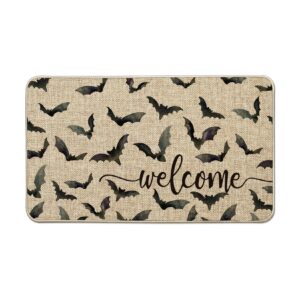 artoid mode bats halloween welcome doormat, beige home decor low-profile switch rug door mat floor mat for indoor outdoor 17x29 inch