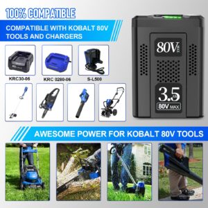 NEPOWILL 80V 3.5Ah Replacement Battery for Kobalt 80v Battery KB2580-06 KB580-06 KB680-06 KB280-06, Rechargeable Lithium Ion Battery for Kobalt 80V Cordless Power Tools