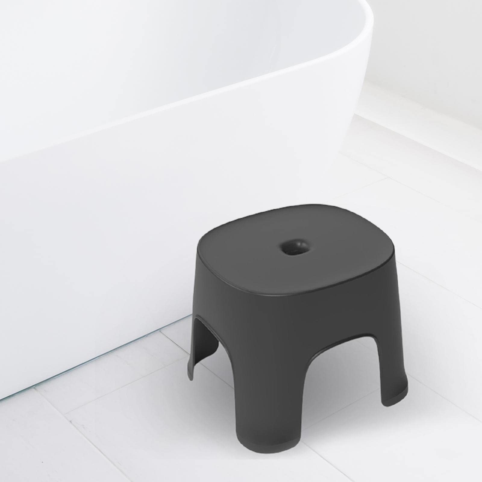 Bathroom Stool Shower Stable Multifunctional Comfortable Lightweight Potty Stool Under Desk for Living Room Bedroom Apartment Bedside, Black