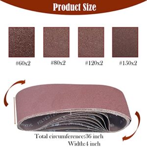 SACKORANGE 38 PCS Sander Belt Set- 8 PCS 4 x 36 Inch Aluminum Oxide Sanding Belts - 60, 80, 120, 150 Grit + 30 Pieces 6 Inch Self Stick Aluminum Oxide Sanding Disc (4x36"+6" Disc)