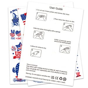 ALIBBON 10 Sheets Patriotic Tattoos, Memorial Day Temporary Tattoos, American Flag Tattoos, Red White and Blue Party Supplies for Independence Day Labor Day Veterans Day