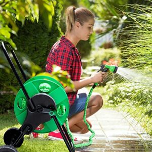 Altdorff Garden Hose Reel Cart with Wheels, Portable 66ft Hose Trolley, Water Hose Reel Retractable Holder for Outdoor Yard Lawn Farm Patio