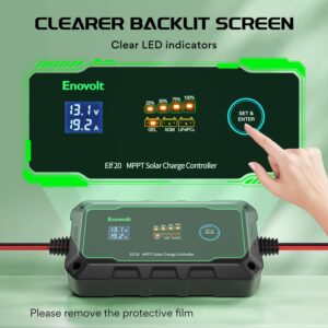 10A MPPT Solar Charge Controller 12V, Enovolt Portable Solar Panel Regulator with Solar Connector, Intelligent Digital LCD Display for Lead-Acid Batteries, Lithium, Foldable Solar Panel (ELF10)