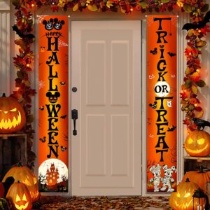 halloween porch sign decorations, halloween mouse door banner, trick or treat happy halloween decorative hanging banner for front door outside halloween party wall porch sign halloween door banner