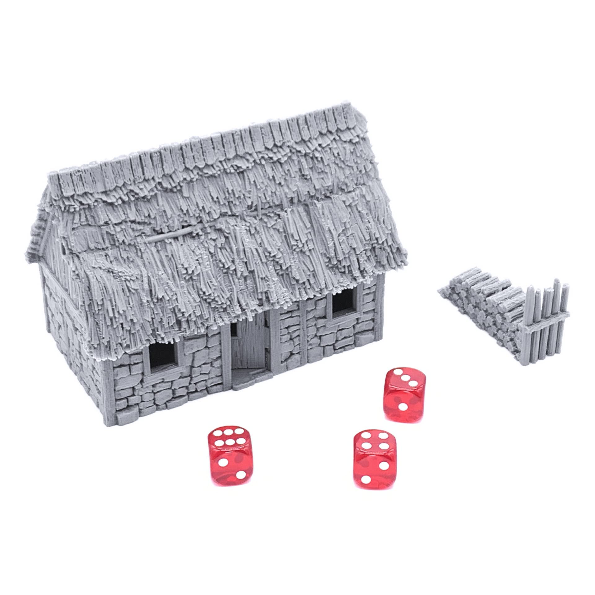 Norman Stone Barn by Printable Scenery, 3D Printed Tabletop RPG Scenery and Wargame Terrain 28mm Miniatures