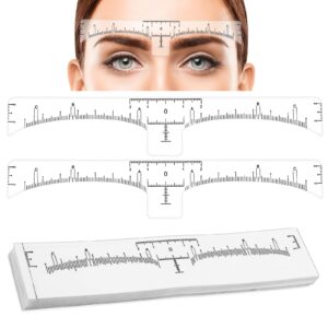 50 pcs eyebrow ruler stencils - abeillo disposable brow ruler sticker, microblading eyebrow template, brow measuring shaper tool, eyebrow mapping makeup tool