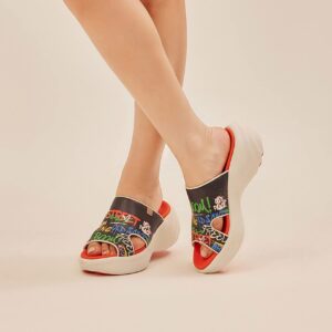 UIN Women's Summer Chunky Platform Slide Wedges Sandal Comfortable Art Travel Shoes Sitges Ⅲ Cheer at the Street 2 (7)