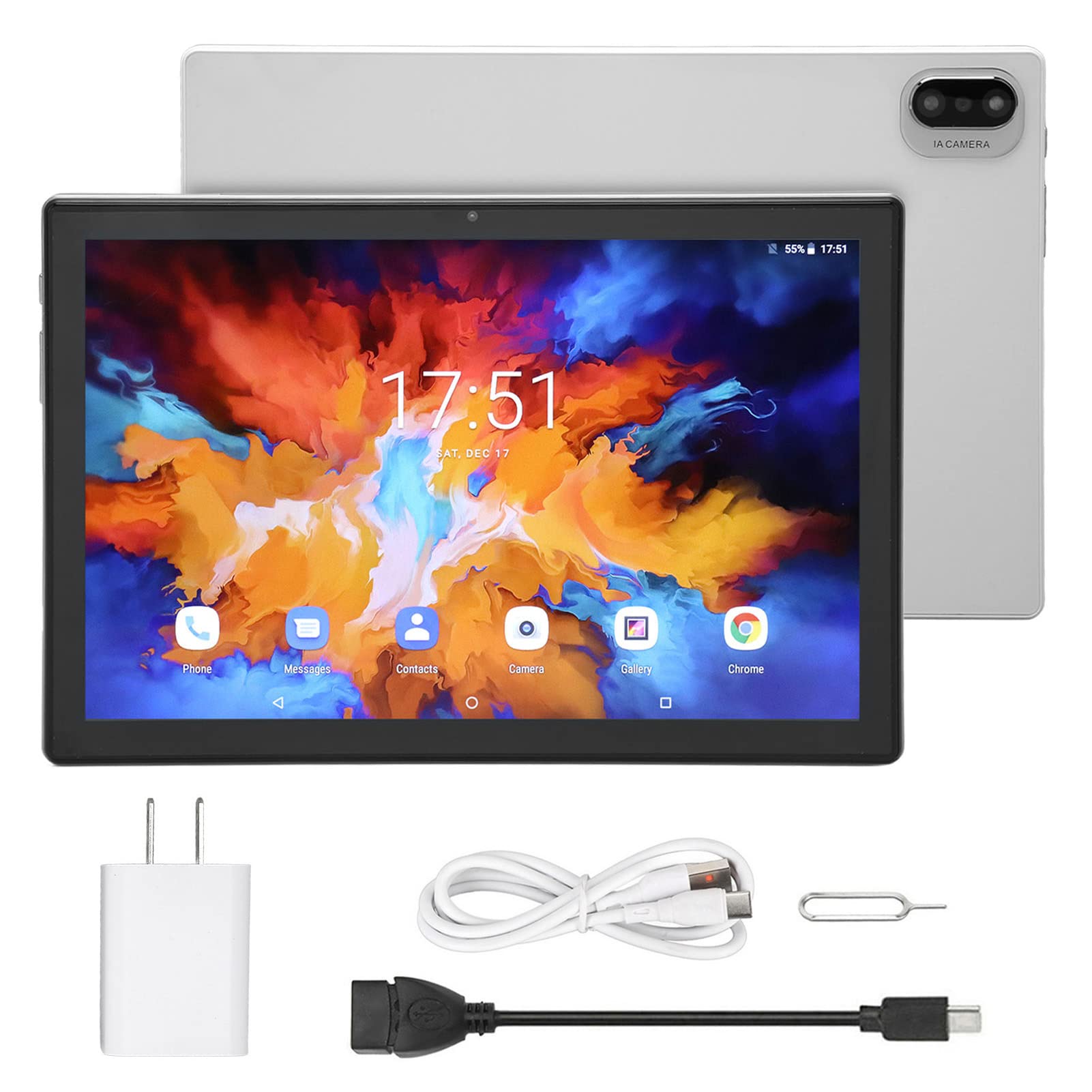 ciciglow 10.1 Inch HD Tablet, 8GB RAM 128GB ROM Android Tablet, Octa Core Office Tablet, 8MP+20MP Dual Camera, 1920x1200 IPS Display, 8800mAh, Support GPS, 5G WiFi (White)