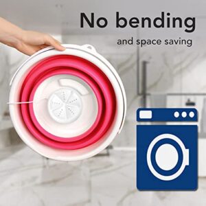 Dpofirs USB Mini Washing Machine, 6W 5L Foldable Laundry Washer with Dual Wash System, 4 Gear Adjustable, Home Washer for Camping Apartments Dorms College Rooms (Pink)