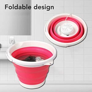 Dpofirs USB Mini Washing Machine, 6W 5L Foldable Laundry Washer with Dual Wash System, 4 Gear Adjustable, Home Washer for Camping Apartments Dorms College Rooms (Pink)