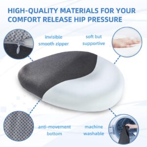 Seat Cushion for Office Chair Car - Memory Foam Chair Pad Sciatica & Back Coccyx Tailbone Pain Relief - Non-Slip Ergonmic Butt Pillow for Computer Desk, Wheelchair, Gaming School Chair - Grey