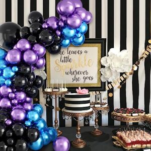 Purple and Blue Balloon Arch Kit, 105 pcs 5 10 18 Inch Birthday Balloons, Metallic Blue Purple Black Garland Kit Party DIY Balloon Arch for Birthday Party Graduation Wedding Anniversary Decoration