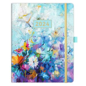 2024 planner - 2024 weekly and monthly planner, jan. 2024 - dec. 2024, 8”× 10”, 2024 calendar planner with inner pocket, elastic closure, pen holder, book marks - bluish violet