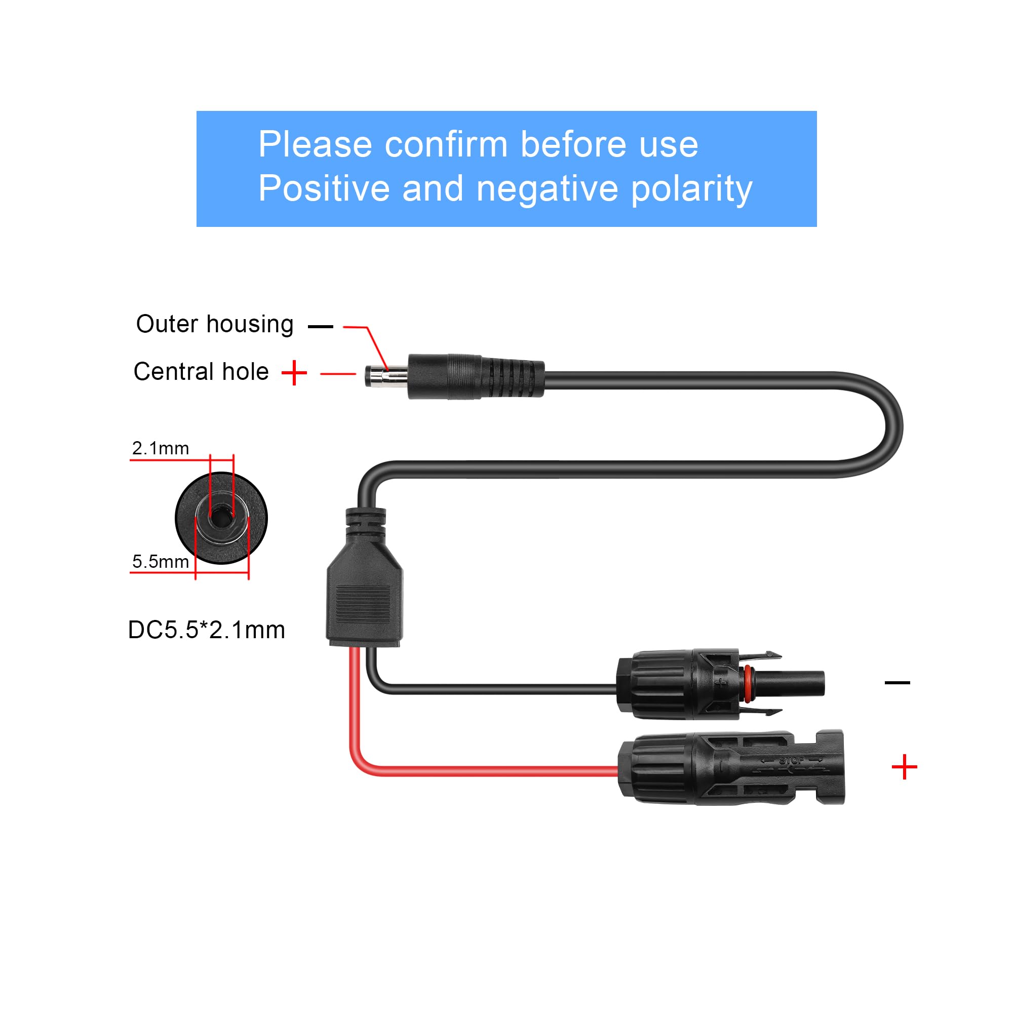 PNGKNYOCN Solar Panel Connectors to DC 5.5x2.1mm Extension Power Cable 14AWG Solar Panel Converter Cable for Solar Panel Charger and Portable Solar Generator（4.9FT）