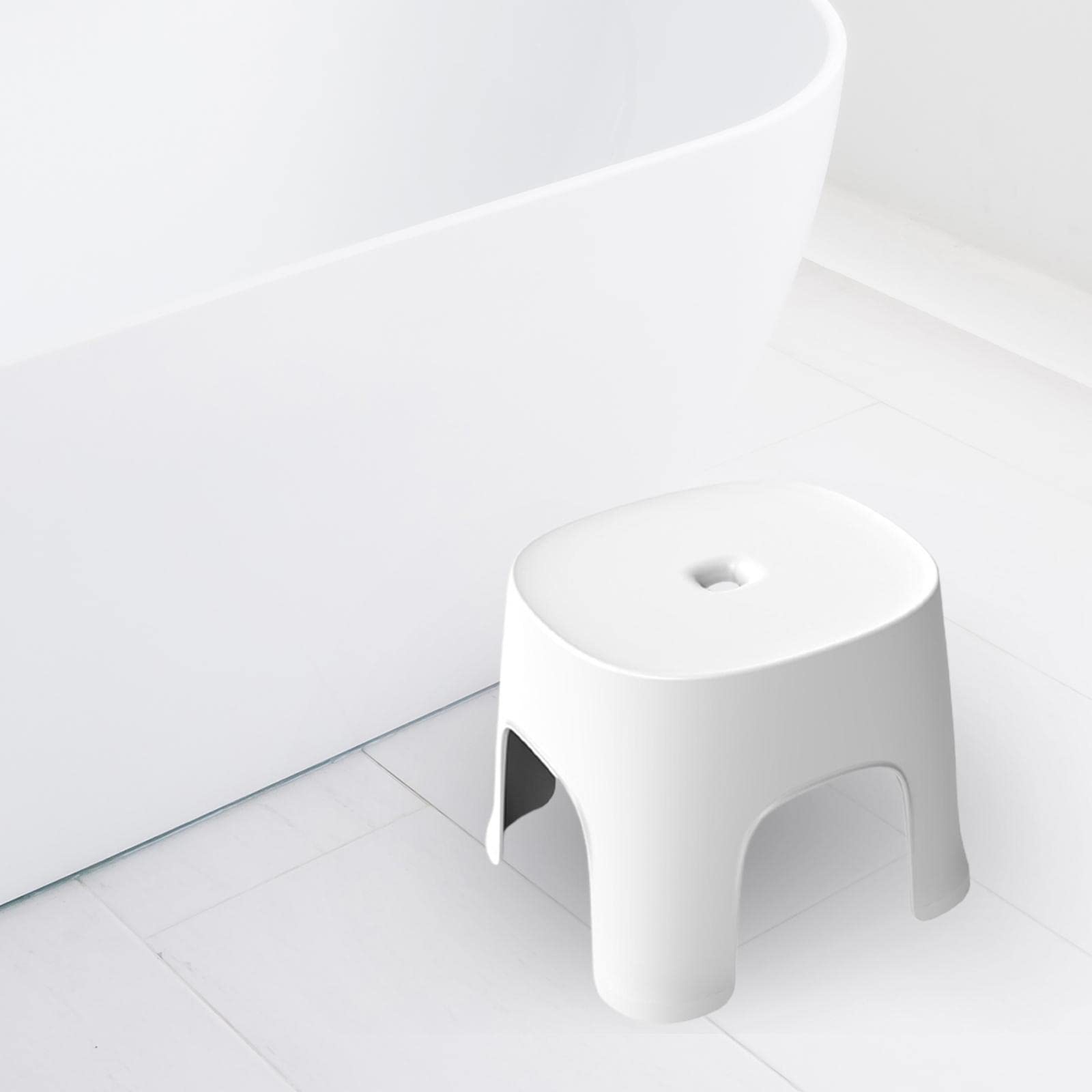 Gazechimp Bathroom Stool Shower Bench Non Slip Comfortable Stable Portable Toliet Stool for Bathroom Living Room Apartment Bedside Bedroom, White