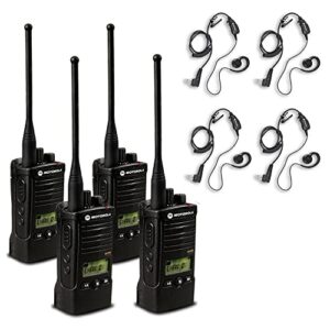 4 x motorola rdu4160d rdx business series two-way uhf radio with display (black) (rdu4160d) + 4 x motorola hkln4604 ptt earpiece