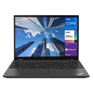 lenovo thinkpad t16 gen 1 business laptop, 16” fhd+ display, intel core i7-1260p processor, 40gb ram, 2tb ssd, fingerprint reader, backlit kb, hdmi, rj-45, wi-fi 6, windows 11 pro, black