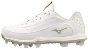 mizuno women's finch elite 6 low tpu softball cleat, white, 7