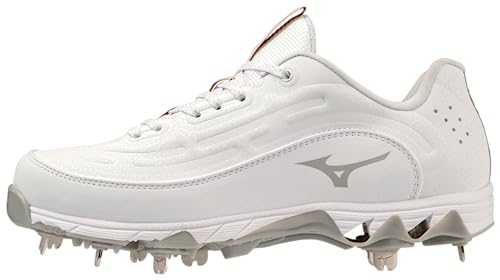 Mizuno Women's 9-Spike Swift 8 Low Metal Softball Cleat, White, 11