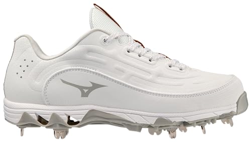 Mizuno Women's 9-Spike Swift 8 Low Metal Softball Cleat, White, 11