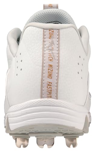 Mizuno Women's 9-Spike Swift 8 Low Metal Softball Cleat, White, 11