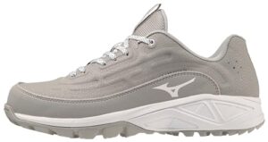 mizuno women's ambition 3 fp low as softball cleat, grey-white, 5.5