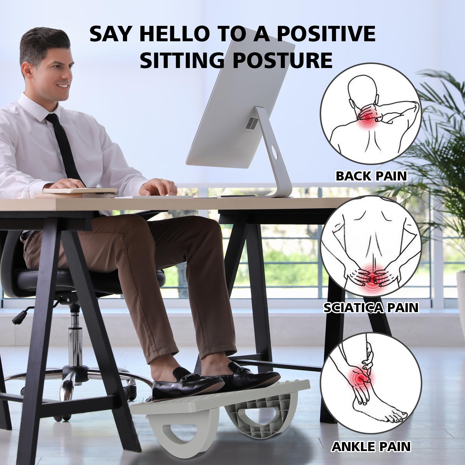 CZZXI Rocking Foot Rest for Under Desk at Work, Comfortable Foot Stool Ergonomic Footrest with Foot Massage Feet Stand for Office & Home