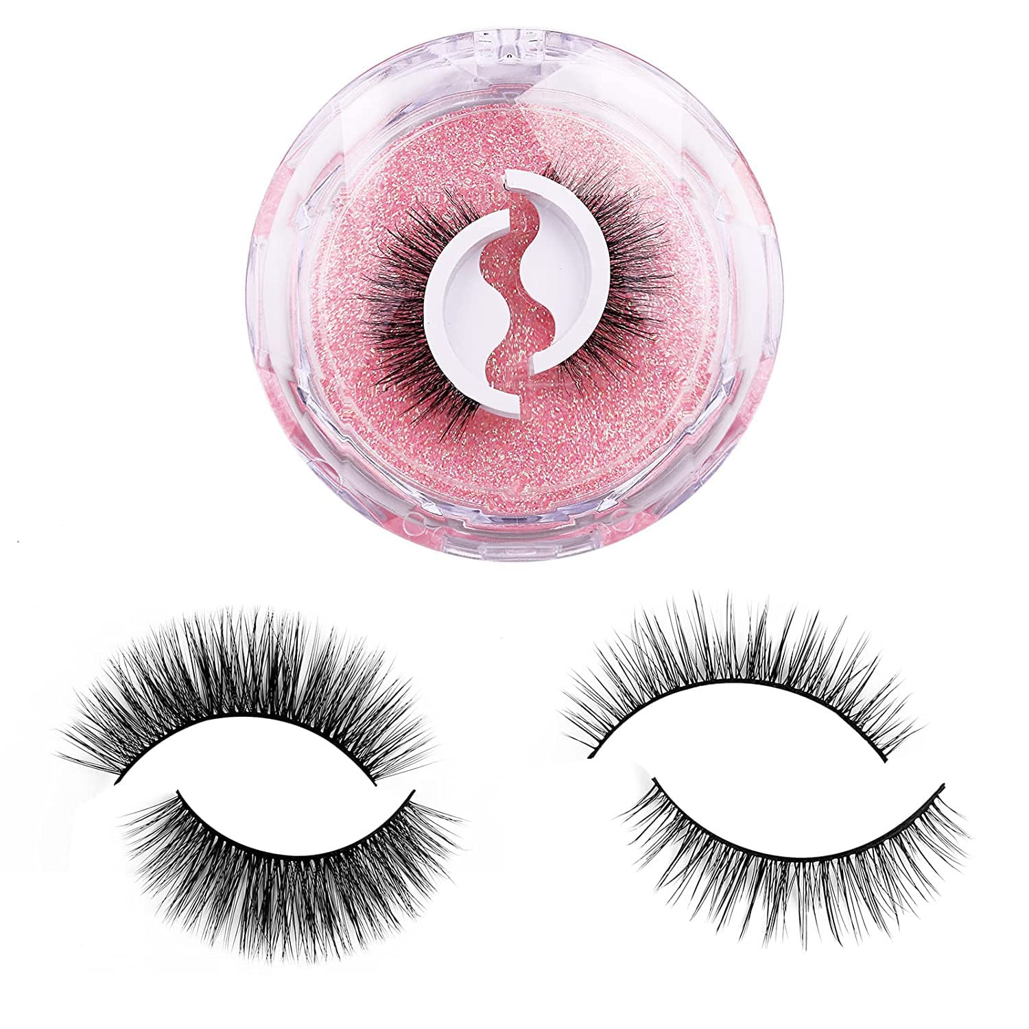 New Reusable Self Adhesive Eyelashes, 4PCs Reusable Adhesive Eyelashes, False Lashes Natural Look, Self Adhesive Eyelashes Reusable Self Sticking (2-Pairs)