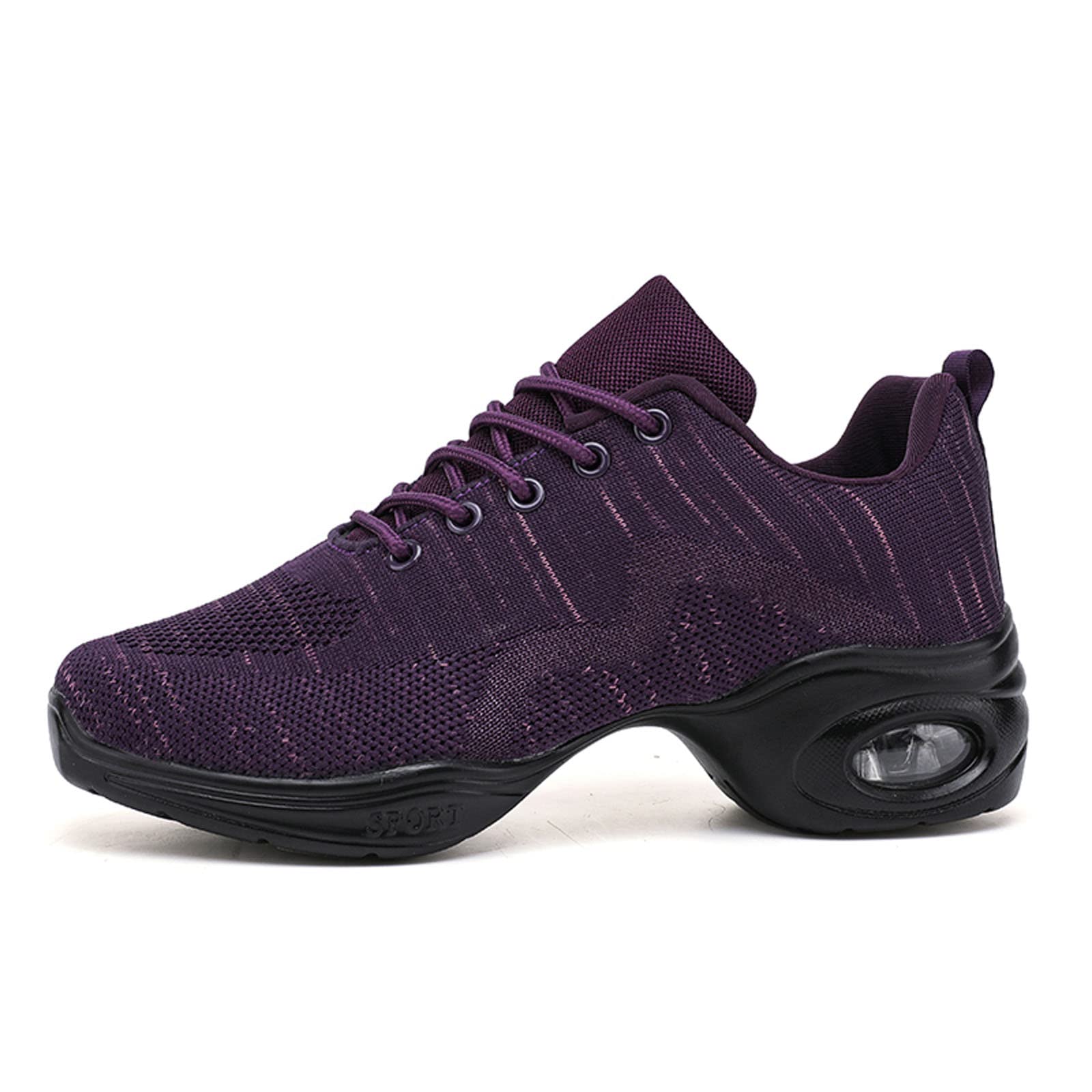 Girls Jazz Shoes Non Slip Modern Dance Sneakers Lace Up Thick Soled Walking Shoes Athletic Jazz Dance Sneakers Purple 39