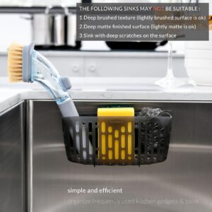 simpletome Sink Caddy Basket, Sinkware Organizer, 3X Strong Suction Cups Or Countertop, Translucent Grey