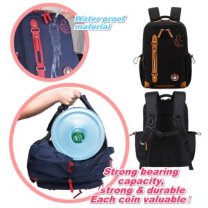 JIHUBEAR Kids Backpack - Waterproof, Large Capacity, and Comfortable for Students Aged 6-12, Suitable for School, Travel, Outdoor Activities Black