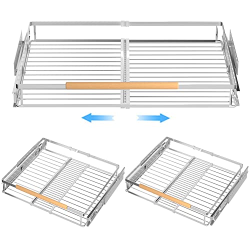 GEDLIRE Expandable Pull Out Cabinet Organizer 3 Pack, Heavy Duty Slide Out Pantry Storage Shelves, Sliding Drawer Organizer Rack for Kitchen Cabinets, Under Sink, Home, 17.1"-28" W x 22.4" D