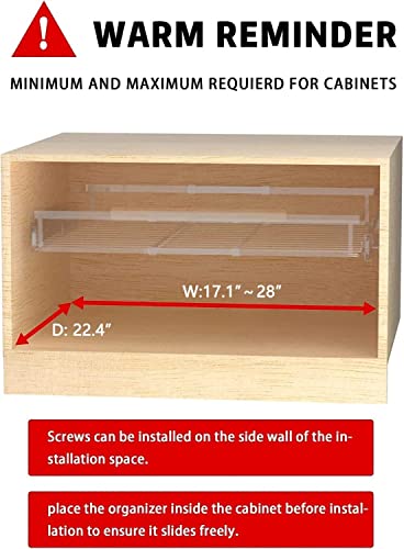 GEDLIRE Expandable Pull Out Cabinet Organizer 3 Pack, Heavy Duty Slide Out Pantry Storage Shelves, Sliding Drawer Organizer Rack for Kitchen Cabinets, Under Sink, Home, 17.1"-28" W x 22.4" D