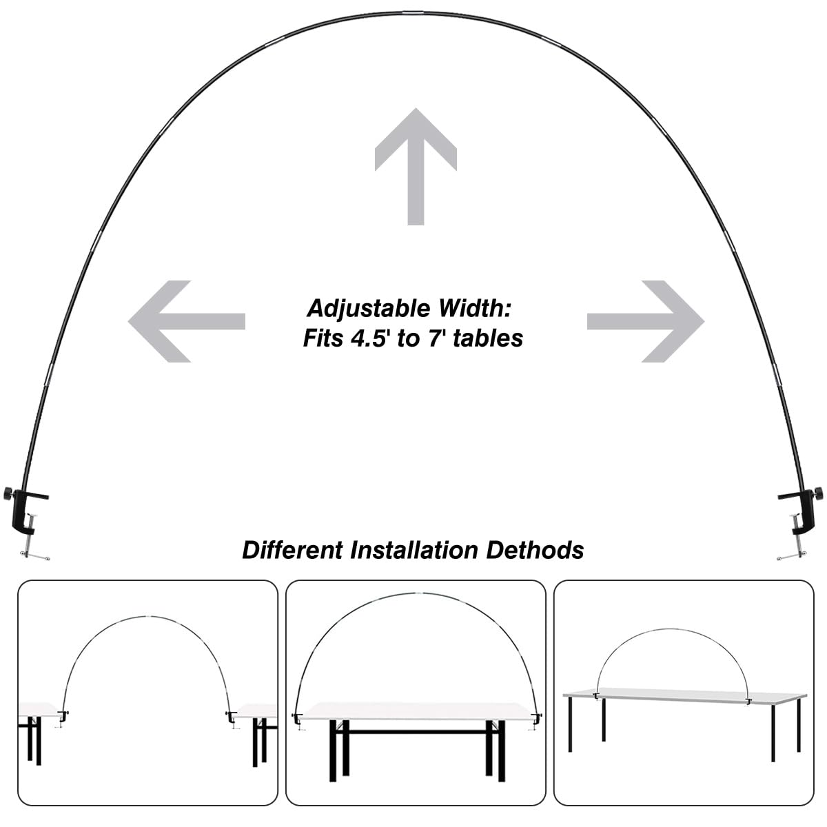 RUBFAC 12ft Balloon Arch Stand, Black Table Balloon Arch Kit Balloon Arch Frame with Metal Clips Table Balloon Garland Decorations of Birthday Party Baby Shower and Festival Decoration