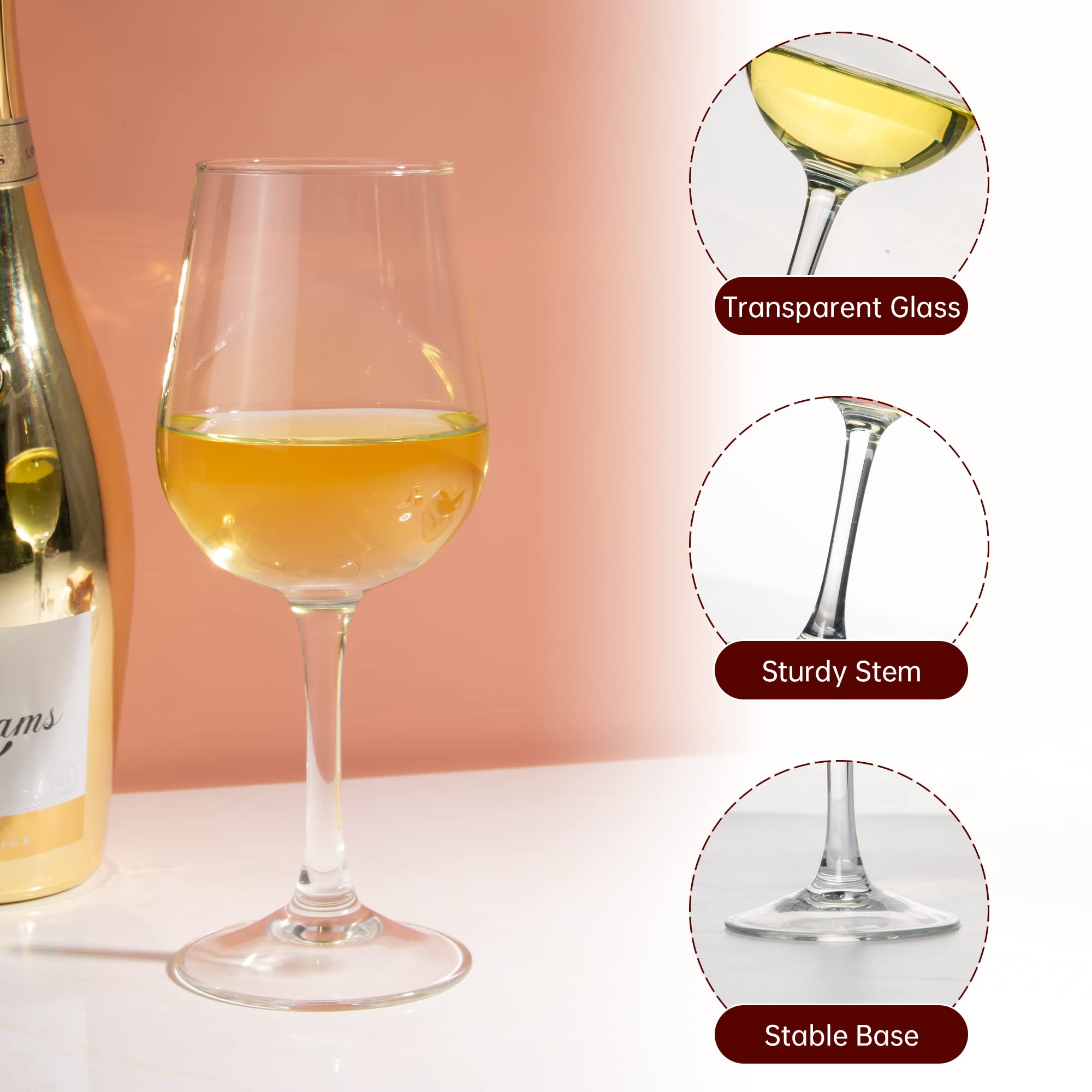 YARYOUNG 12 oz Fully Tempered Wine Glasses Set of 12, Classic Design, Durable and Scratch-resistant