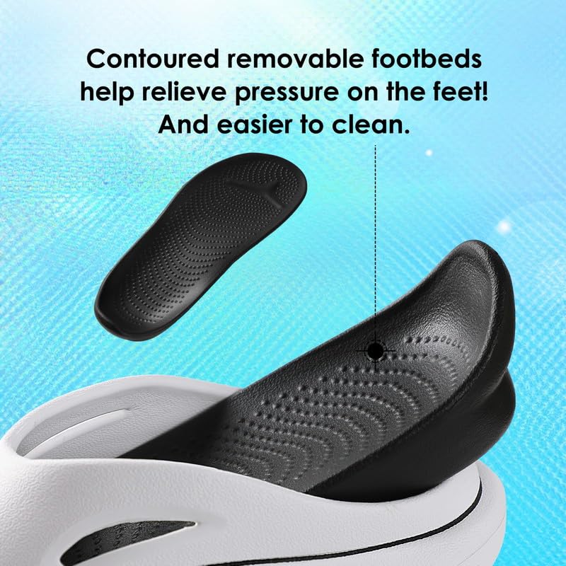 Menore Recovery Slides for Women Men with Arch Support Sport Sandals Cushion Cloud Slippers Reduces Stress on Feet Non-Slip Shower Shoes Indoor & Outdoor Post-Exercise